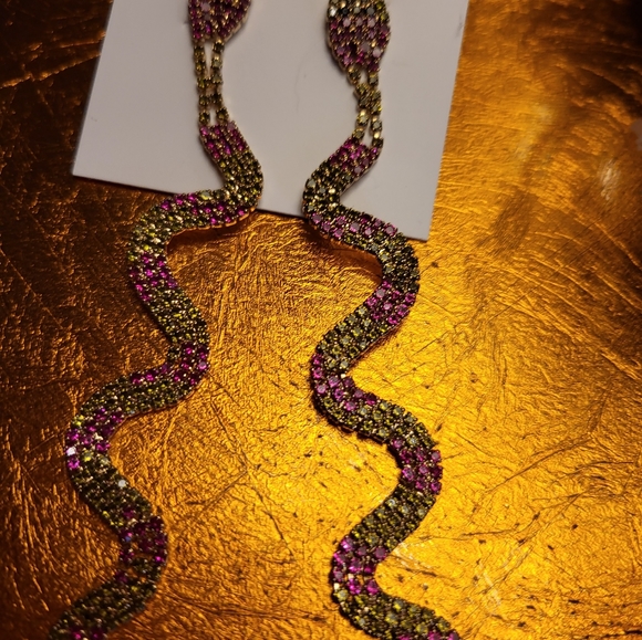 Betsey Johnson | Jewelry | Betsey Johnson Green And Pink Snake Duster ...